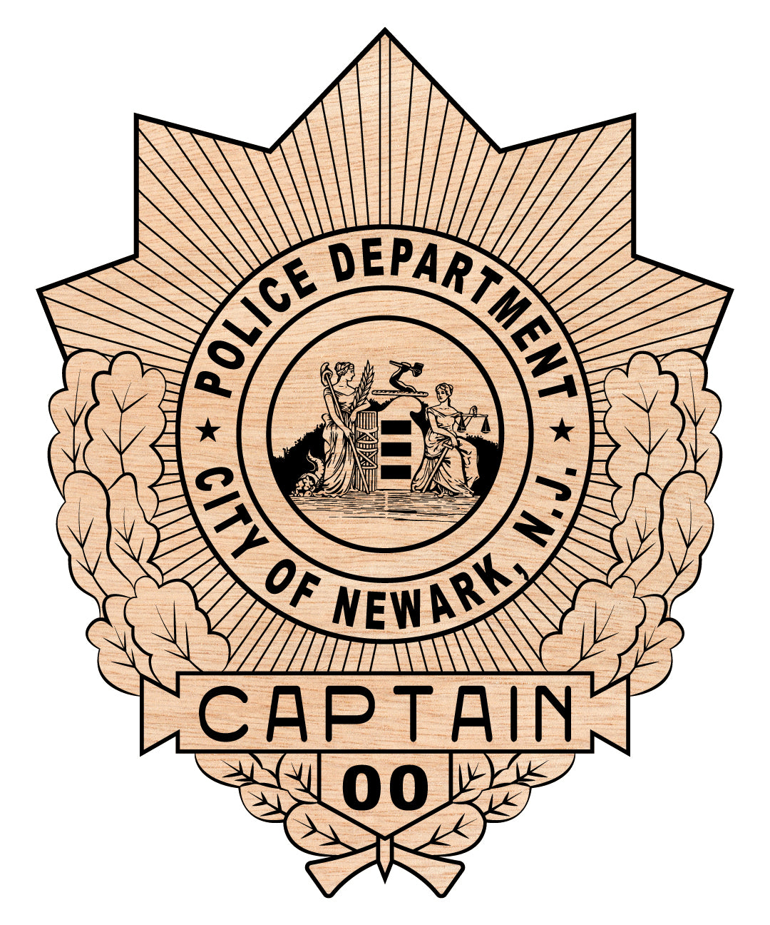 Newark Police Department Captain Badge SVG, New Jersey Law Enforcement