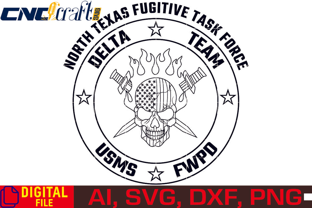 North Texas Fugitive Task Force Logo vector file for Laser Engraving,