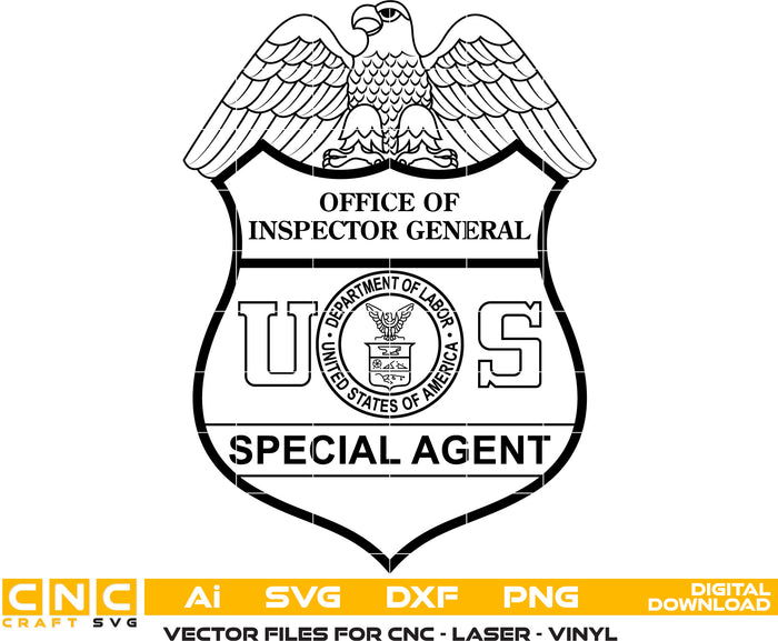 Office of Inspector General Special Agent of America Badge Vector art