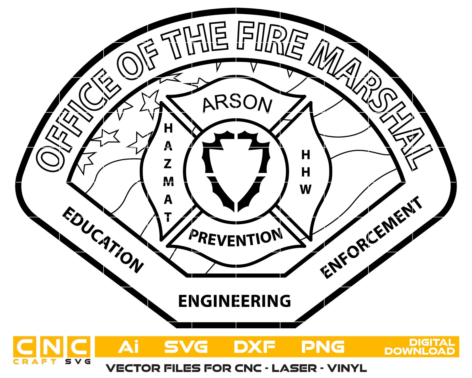 Office of the Fire Marshal Badge Vector Art, Ai,SVG, DXF, PNG, Digital
