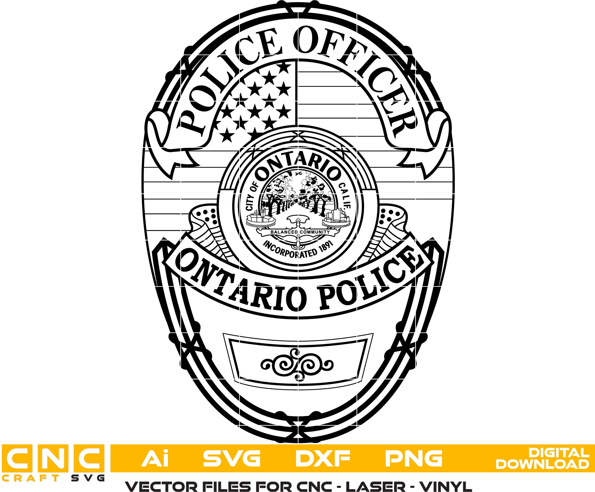 Ontario Police Officer Badge Vector art Svg/ Dxf/ Jpg/ Png/ and Ai fil