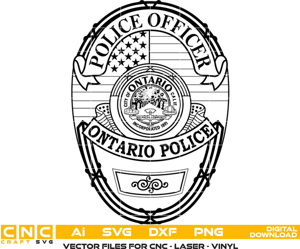 Ontario Police Officer Badge Vector art Svg/ Dxf/ Jpg/ Png/ and Ai fil