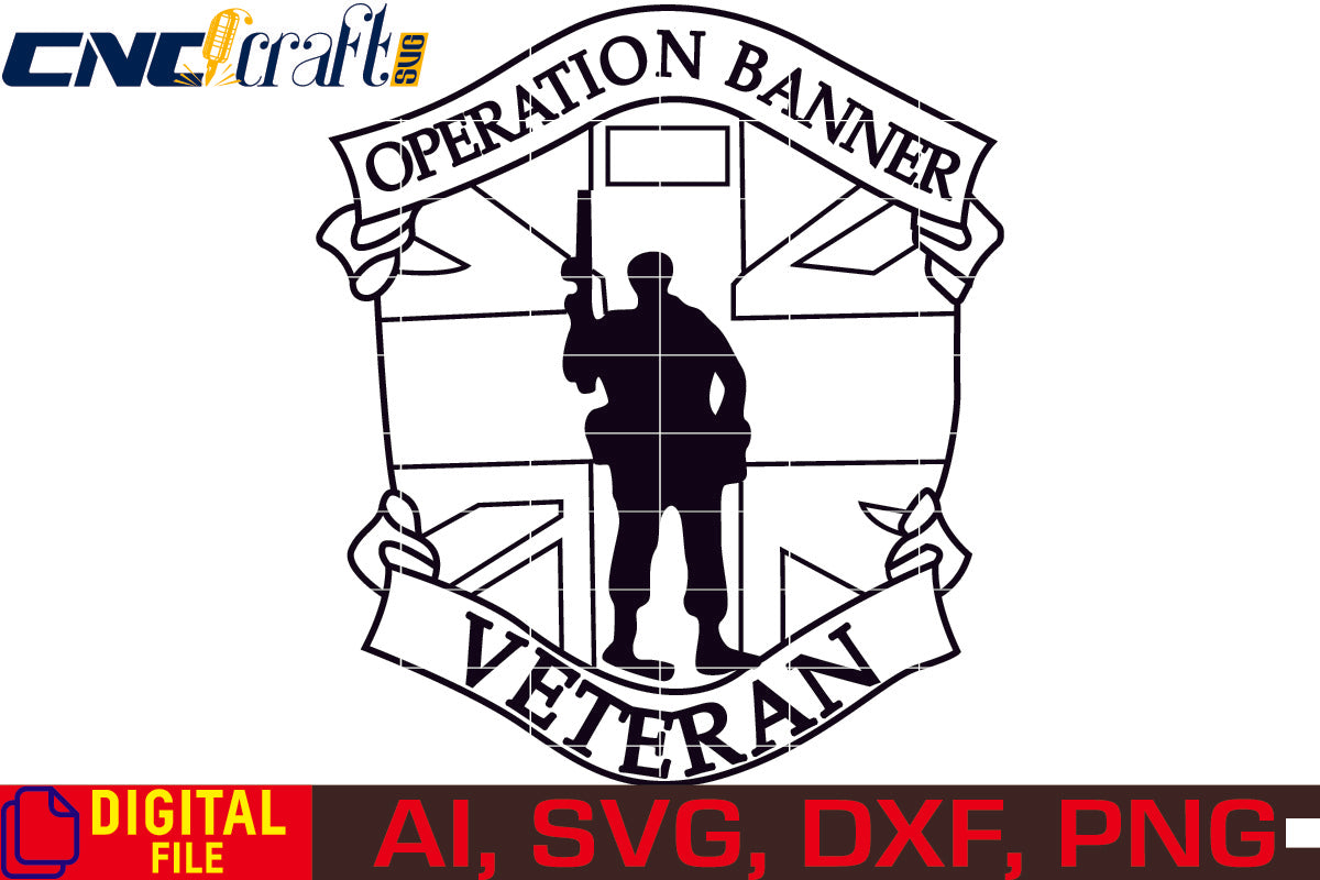Operation Banner Veteran svg vector file for Laser Engraving, Woodwork