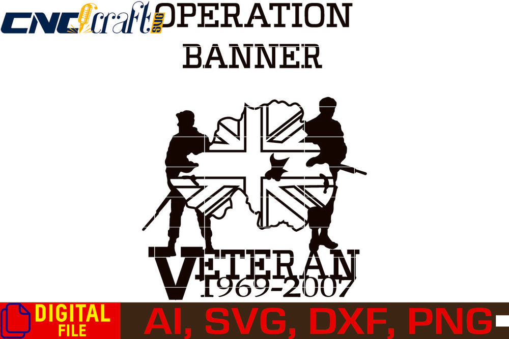 Operation Banner Veteran svg vector file for Laser Engraving, Woodwork