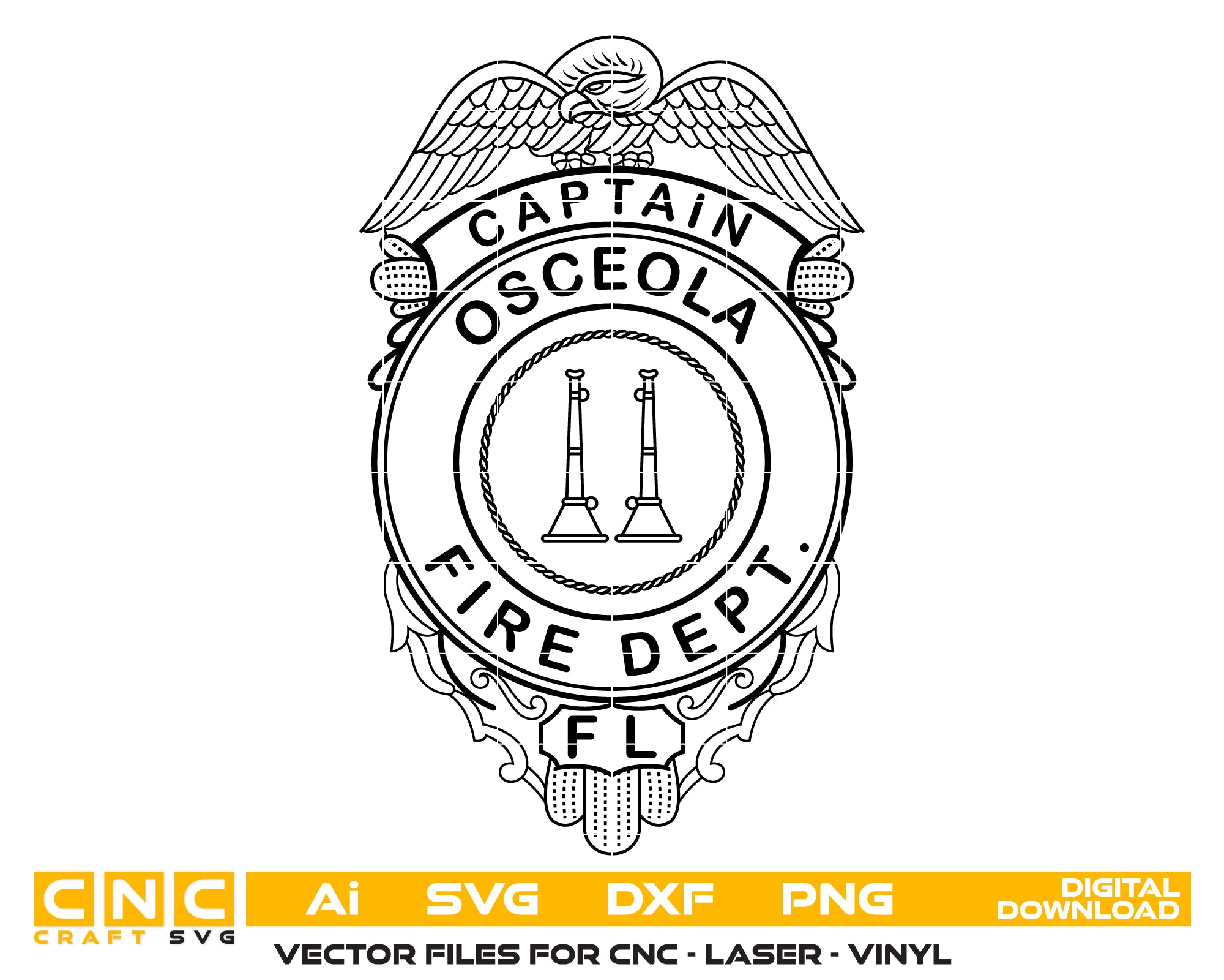 Osceola Fire Dept Captain Badge SVG – Fire Officer Emblem