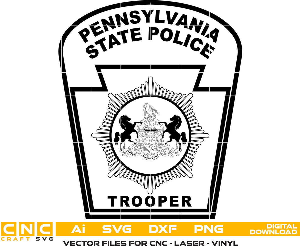 Pennsylvania State Police Trooper Badge Vector art Svg, Dxf, Jpg, Png,