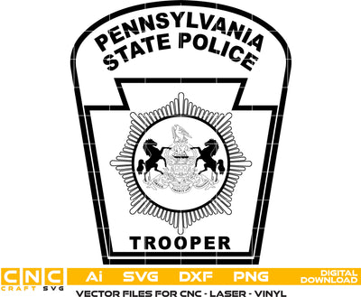 Pennsylvania State Police Trooper Badge Vector art Svg, Dxf, Jpg, Png,
