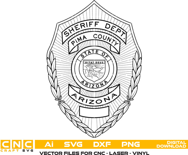 Pima County Sheriff Badge, Arizona Sheriff Badge Vector Art AI, SVG, D