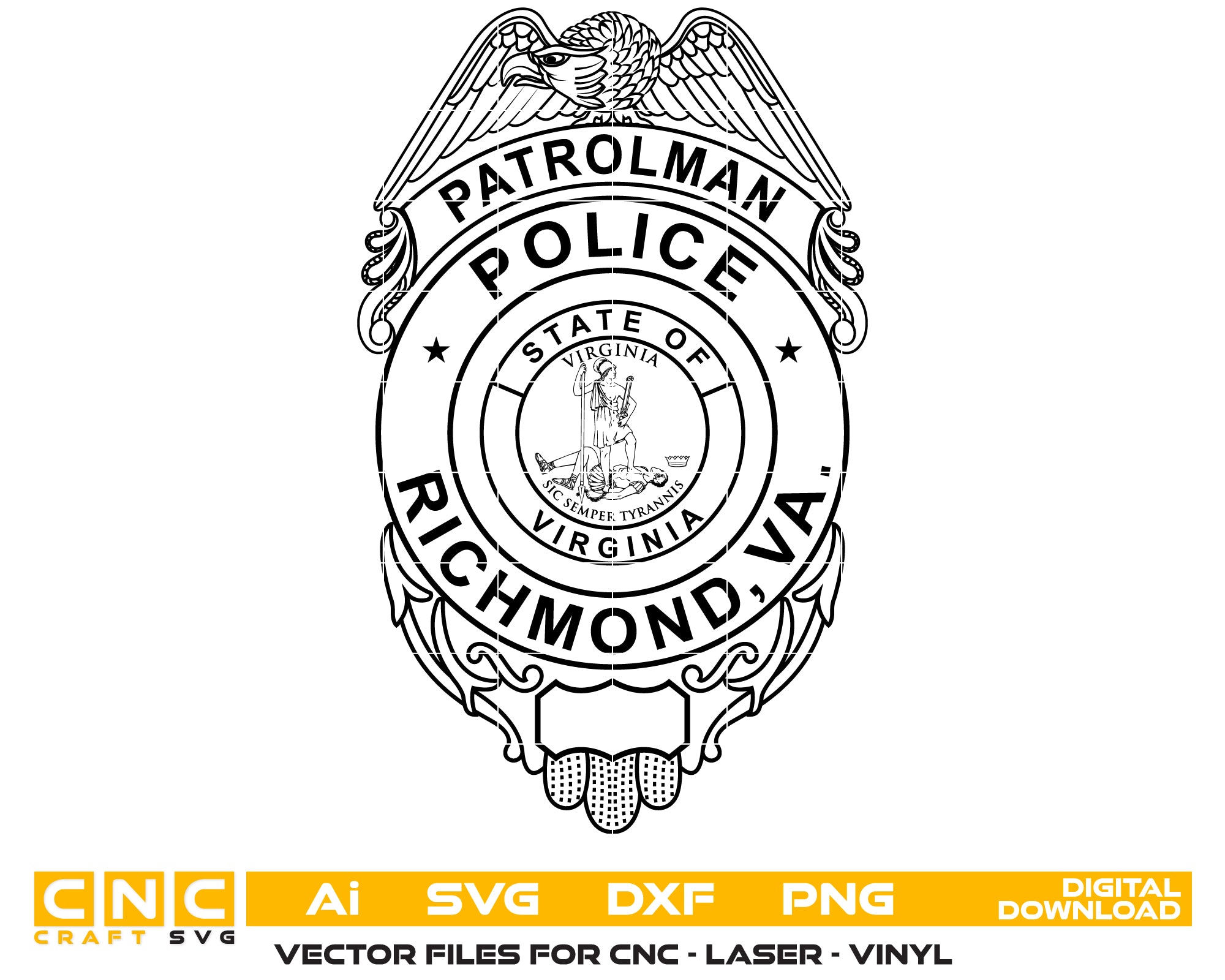 Richmond, Virginia Police Patrolman Badge