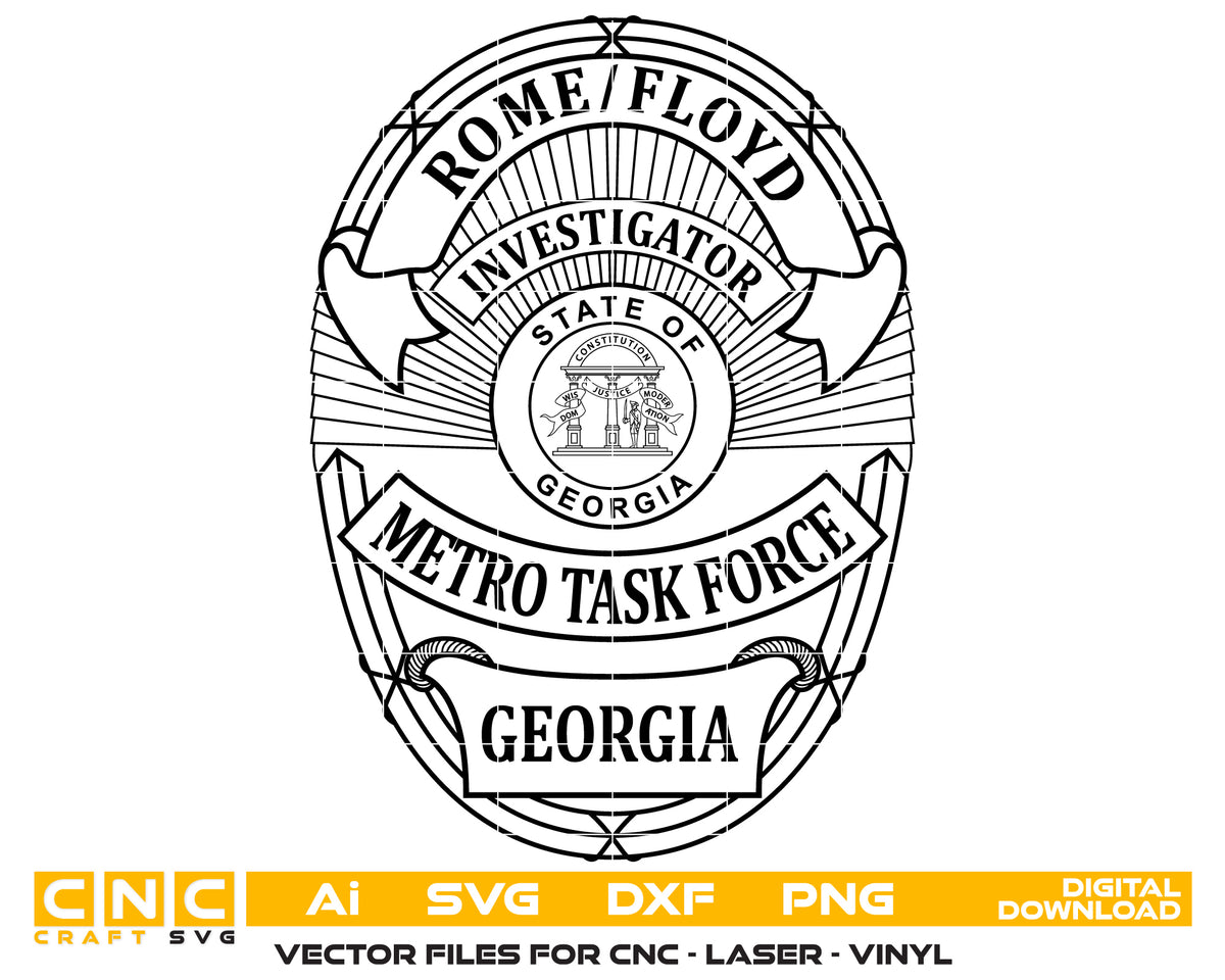 Rome Floyd Metro Task Force Investigator Georgia Vector Art, Ai,SVG, D