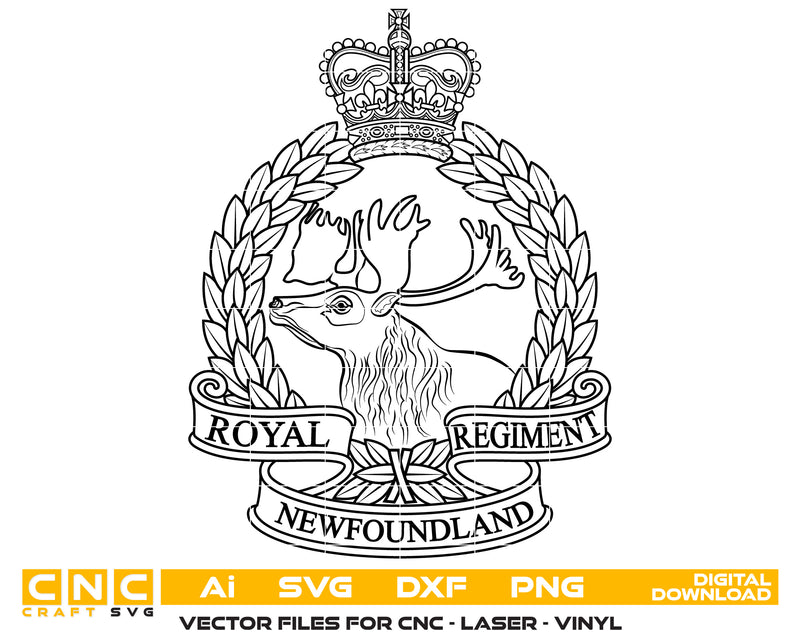 Royal Regiment Newfoundland Badge Vector Art, Ai,SVG, DXF, PNG, Digita