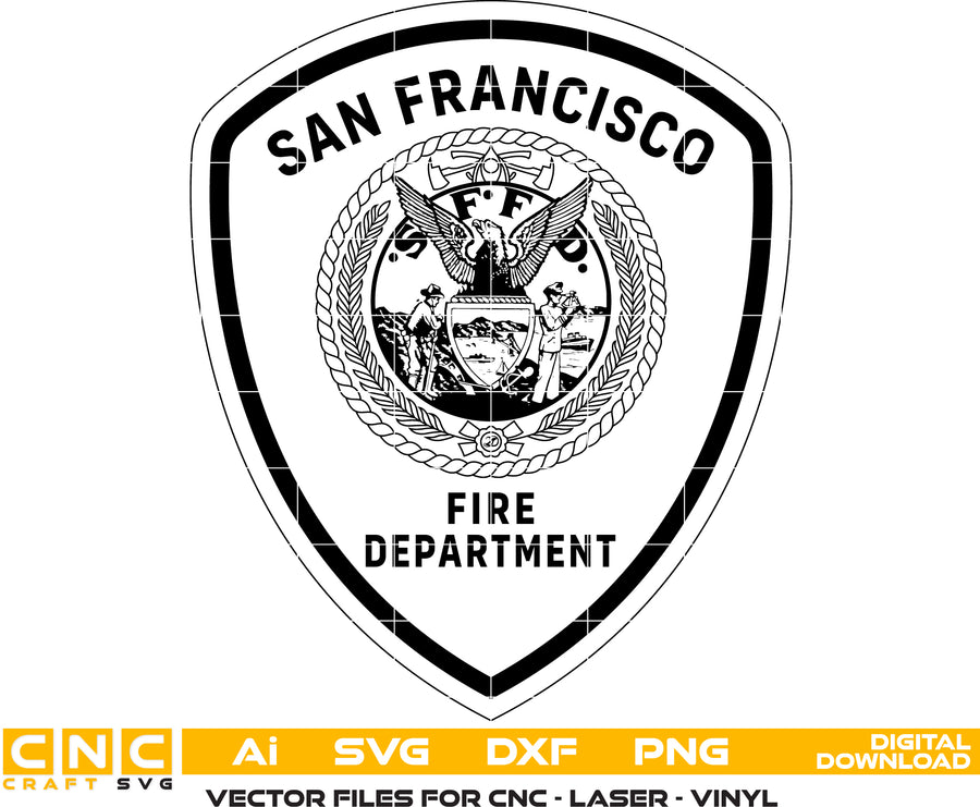 San Francisco Fire Dept Badge Vector art Svg/ Dxf/ Jpg/ Png/ and Ai fi