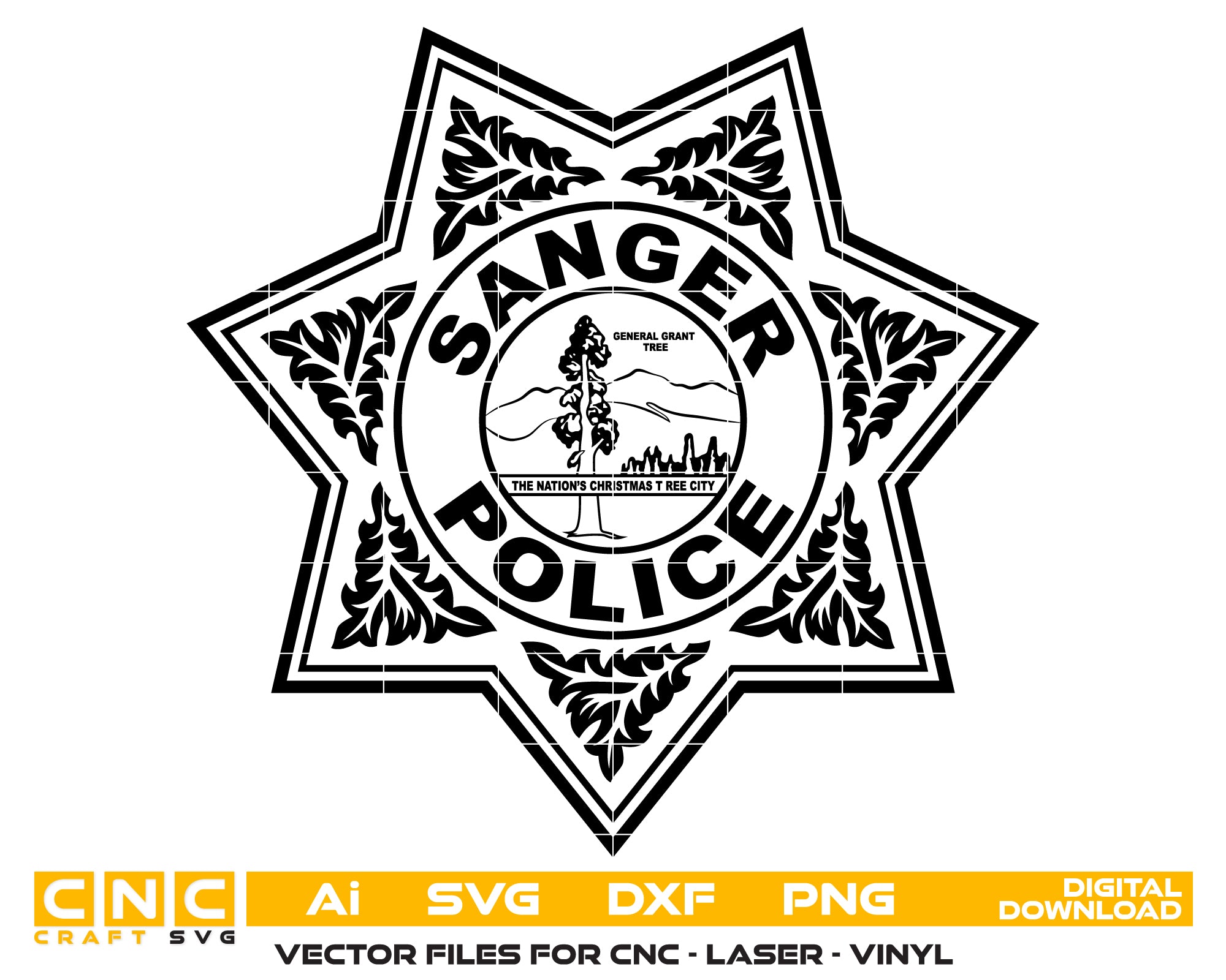 Sanger California Police Department Badge