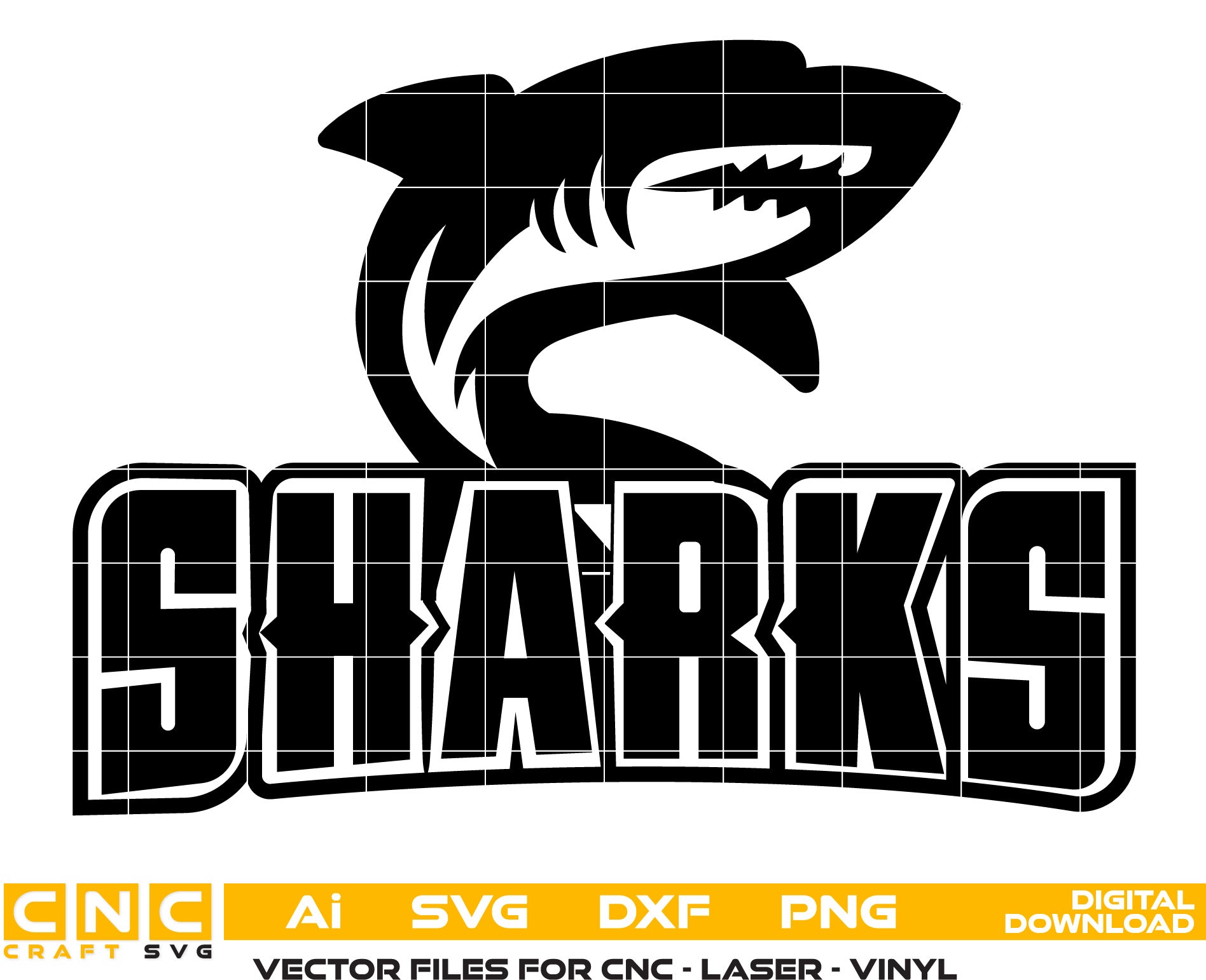 Sharks Logo Vector art Svg, Dxf, Jpg, Png and Ai files For laser engra