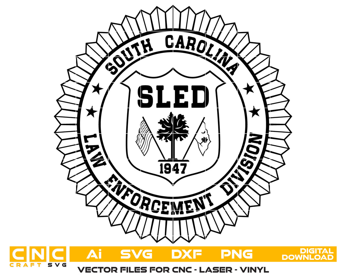 South Carolina Law Enforcement Division Badge Vector art Svg, Dxf, Jpg