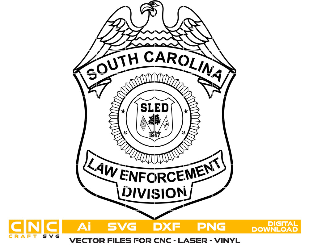 South Carolina Law Enforcement Division Badge Vector art Svg, Dxf, Jpg