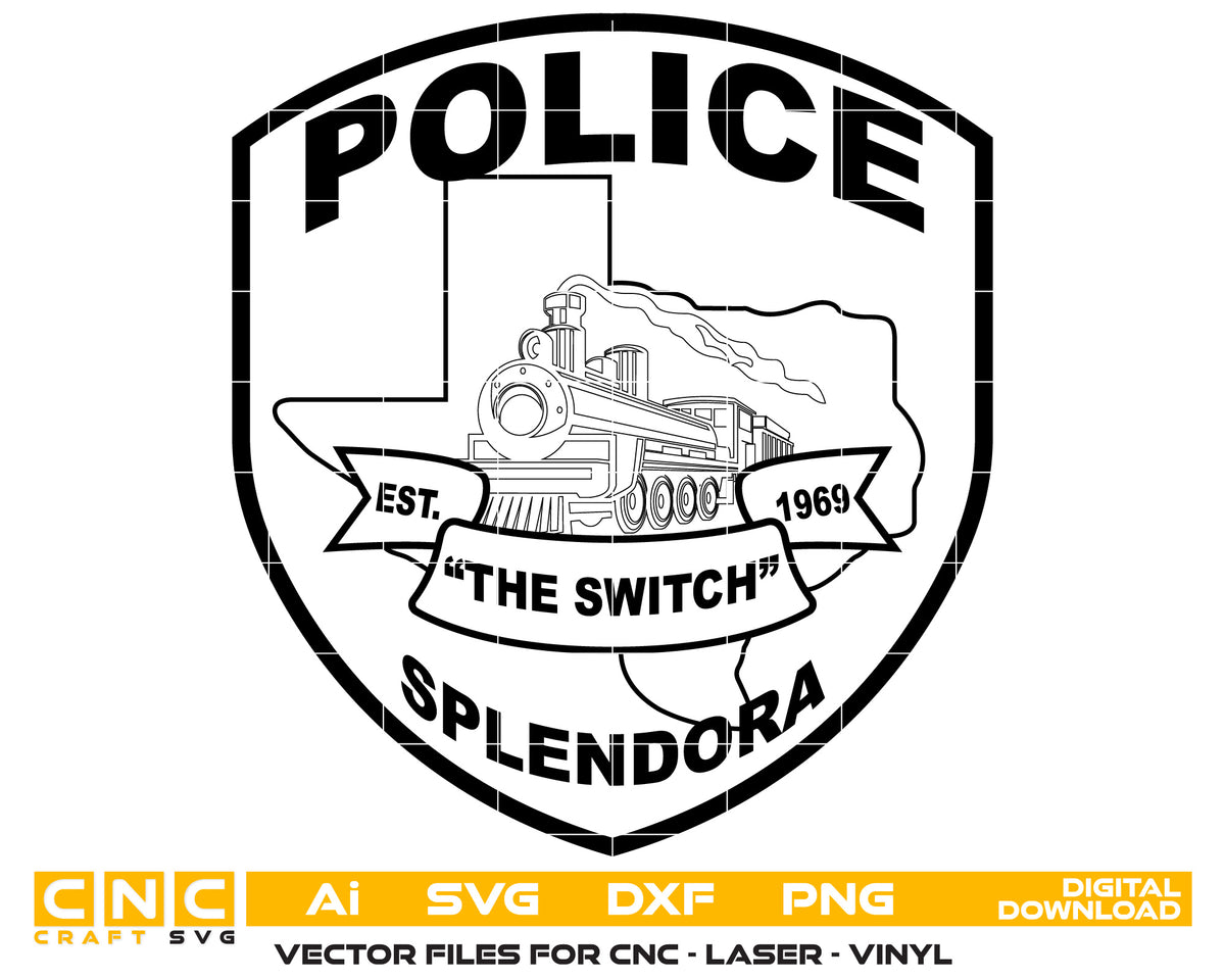 Splendora Police Badge Vector art Svg, Dxf, Jpg, Png, and Ai files For
