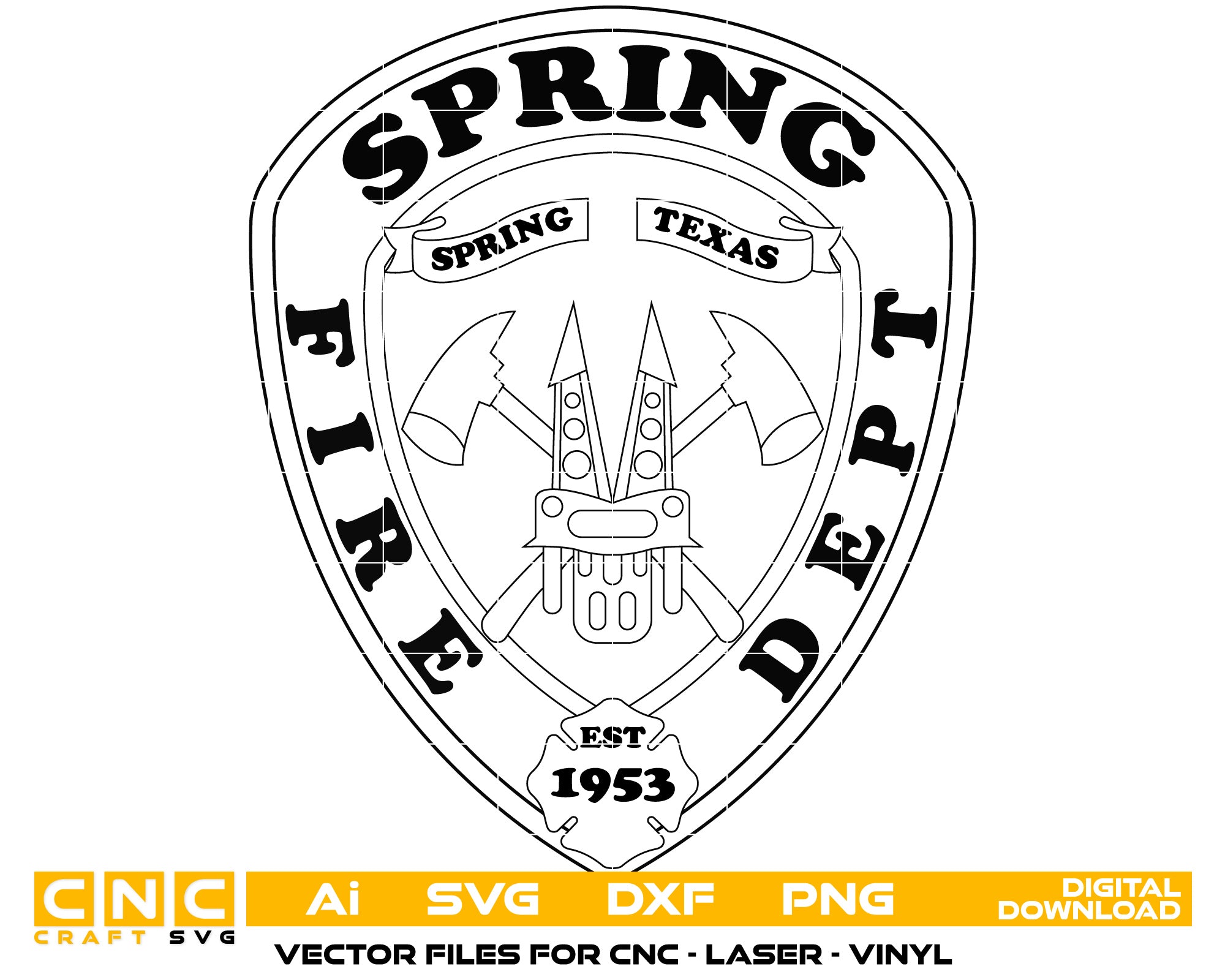 Spring Fire Dept. Badge vector art