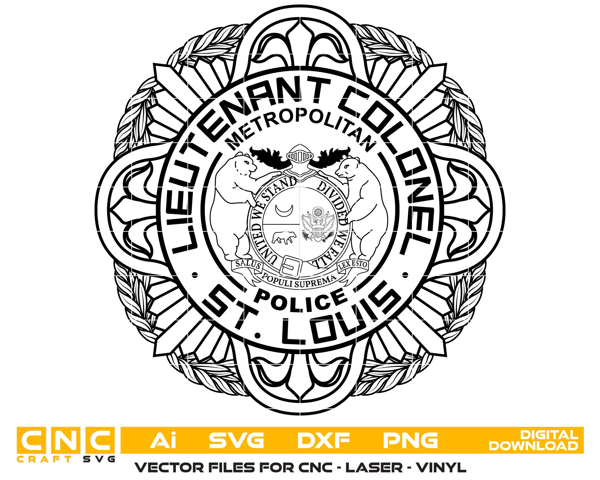 St Louis Police Lieutenant Badge Vector art Svg, Dxf, Jpg, Png, and Ai