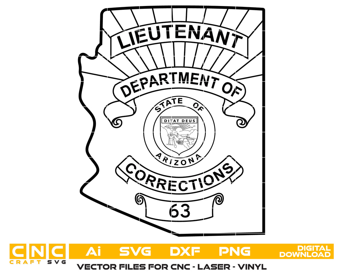 Arizona dept. of Corrections Lieutenant Badge vector art