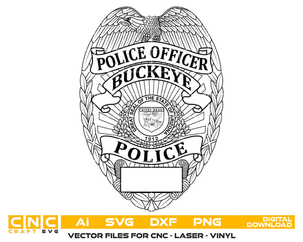 Arizona Buckeye Police Officer Badge vector art