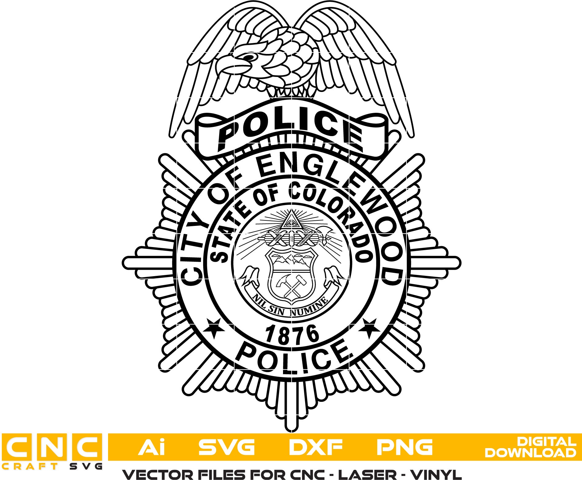 State of Colorado Englewood Police Badge Vector Art, Ai,SVG, DXF, PNG,