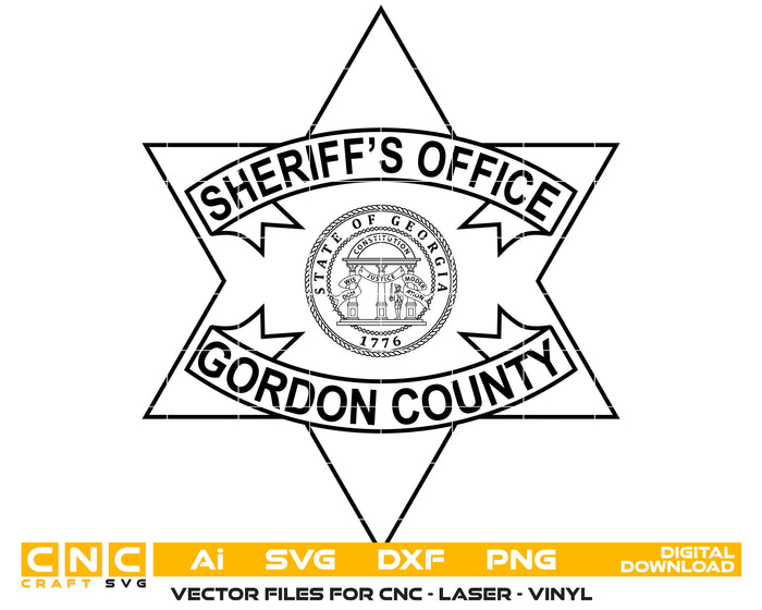 State of Georgia Gordon County Sheriff Office Badge Vector Art, Ai,SVG