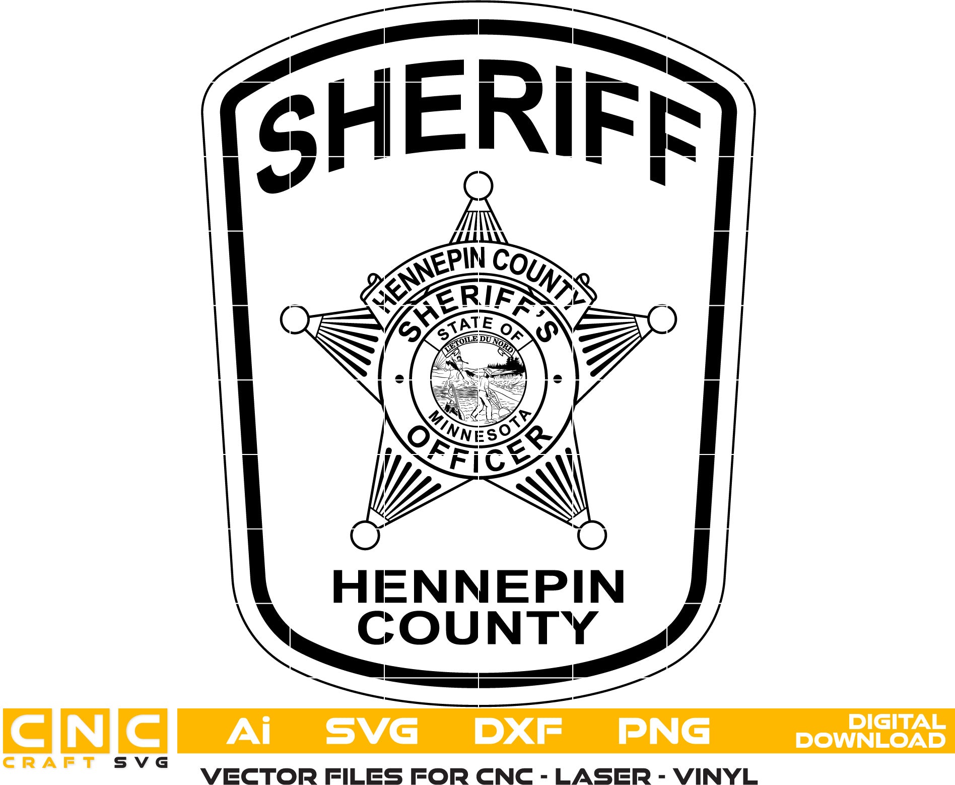 State of Minnesota Hennepin County Sheriff Badge Vector Art, Ai,SVG, D