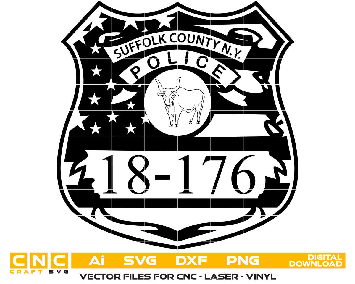 Suffolk County Police Badge Vector Art, Digital Files