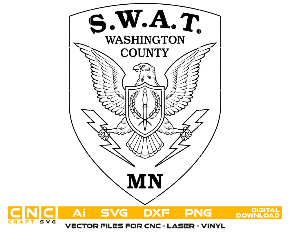 Swat Badge Washington County Vector Art, Digital Download