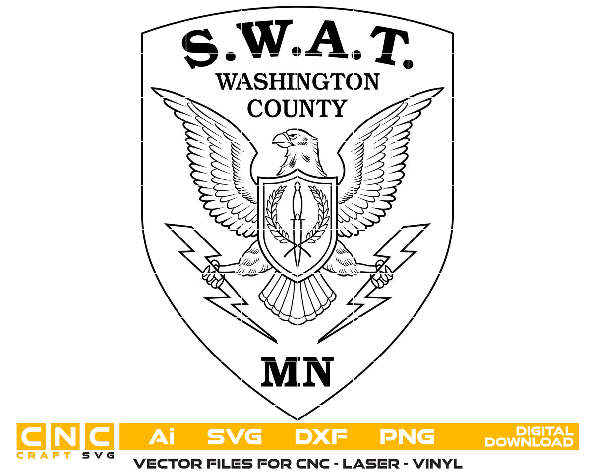 Swat Badge Washington County Vector Art, Digital Download