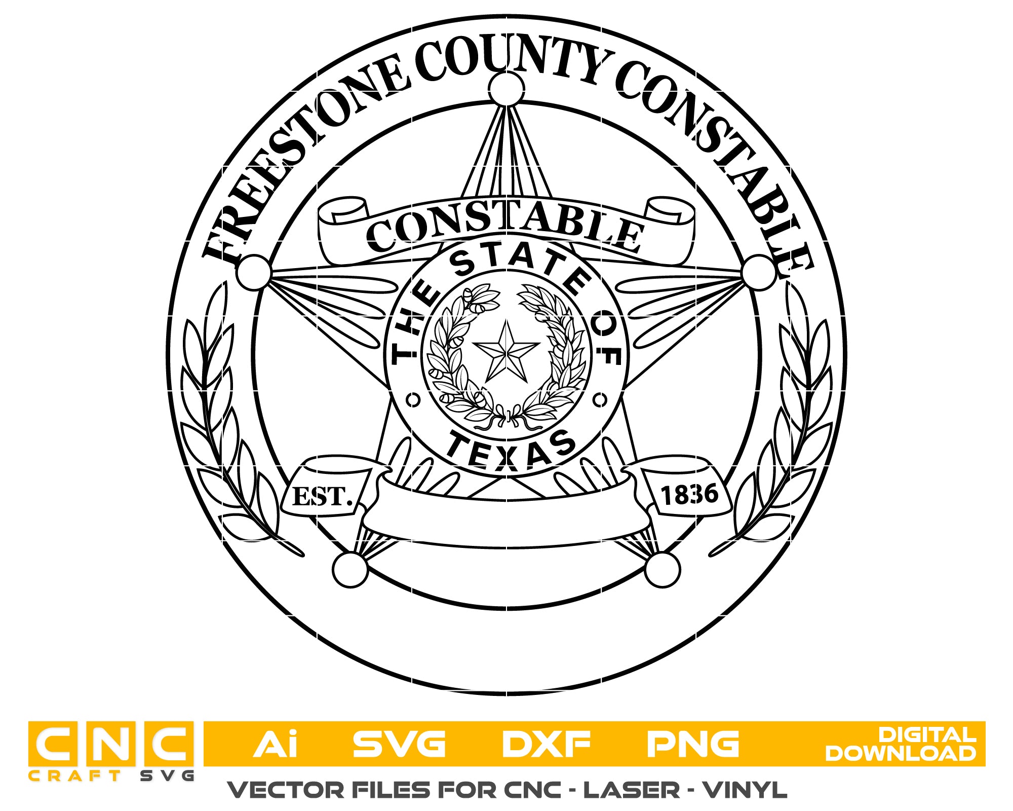 TEXAS FREESTONE COUNTY CONSTABLE Badge Vector Art