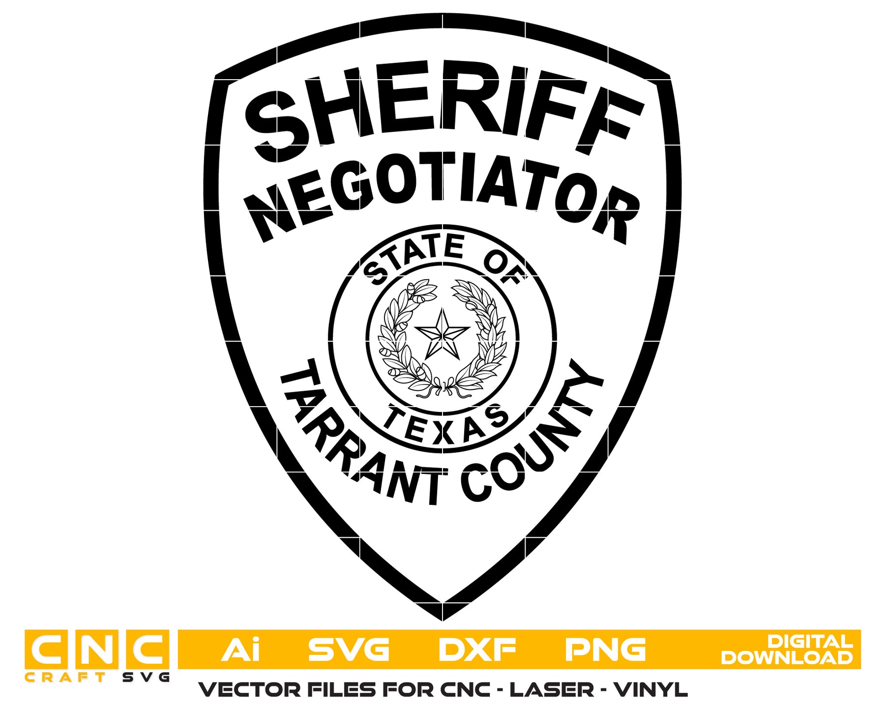 Tarrant County Sheriff Badge Vector Art, Digital Download