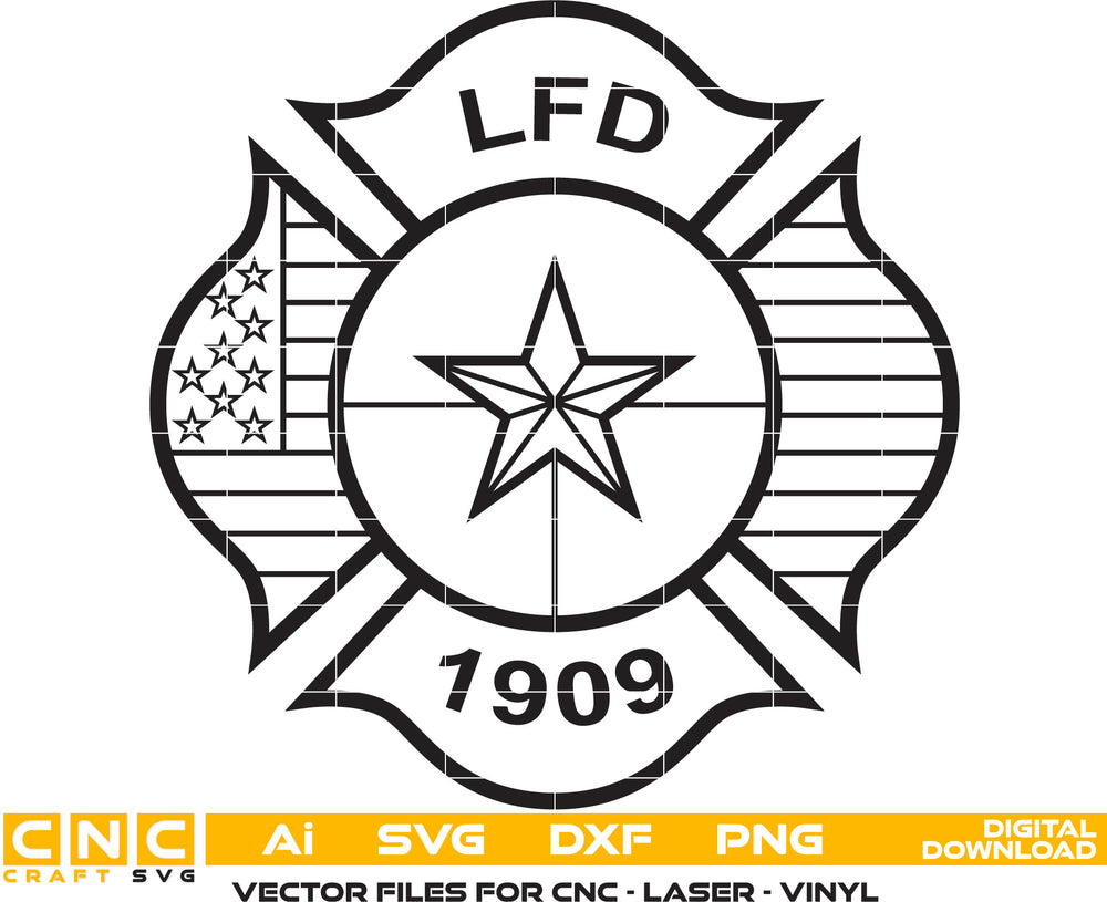 Texas Firefighter Badge Vector Art, Ai,SVG, DXF, PNG, Digital Files