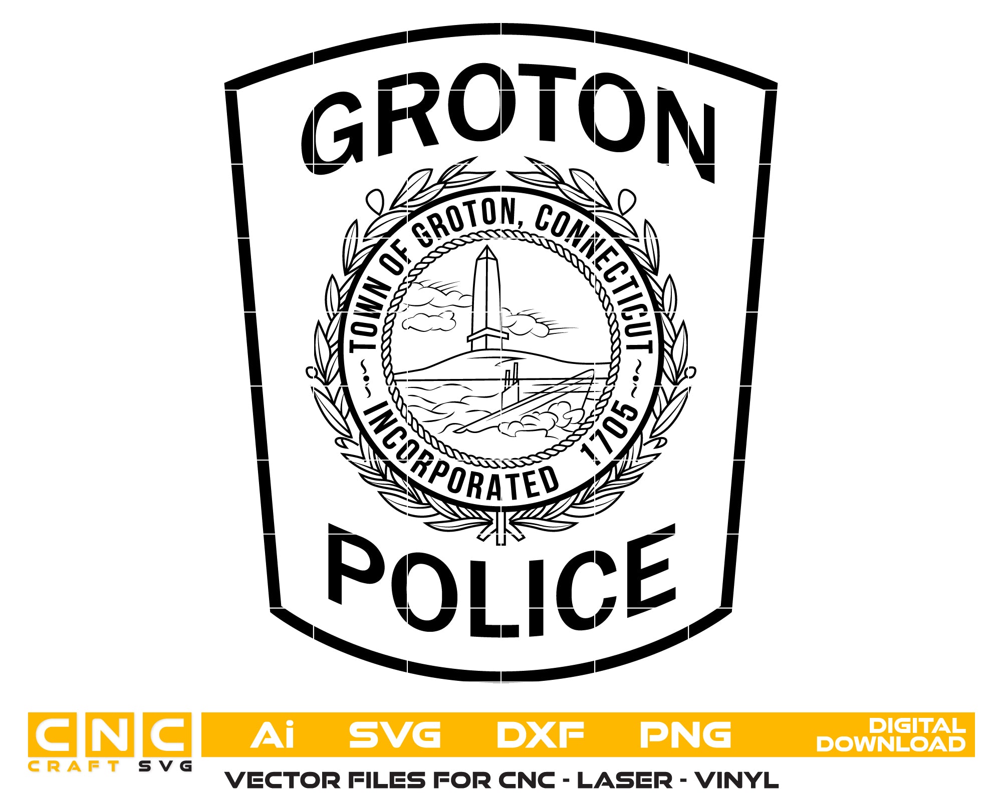 Town of Groton Police Department Badge SVG – Law Enforcement Emblem