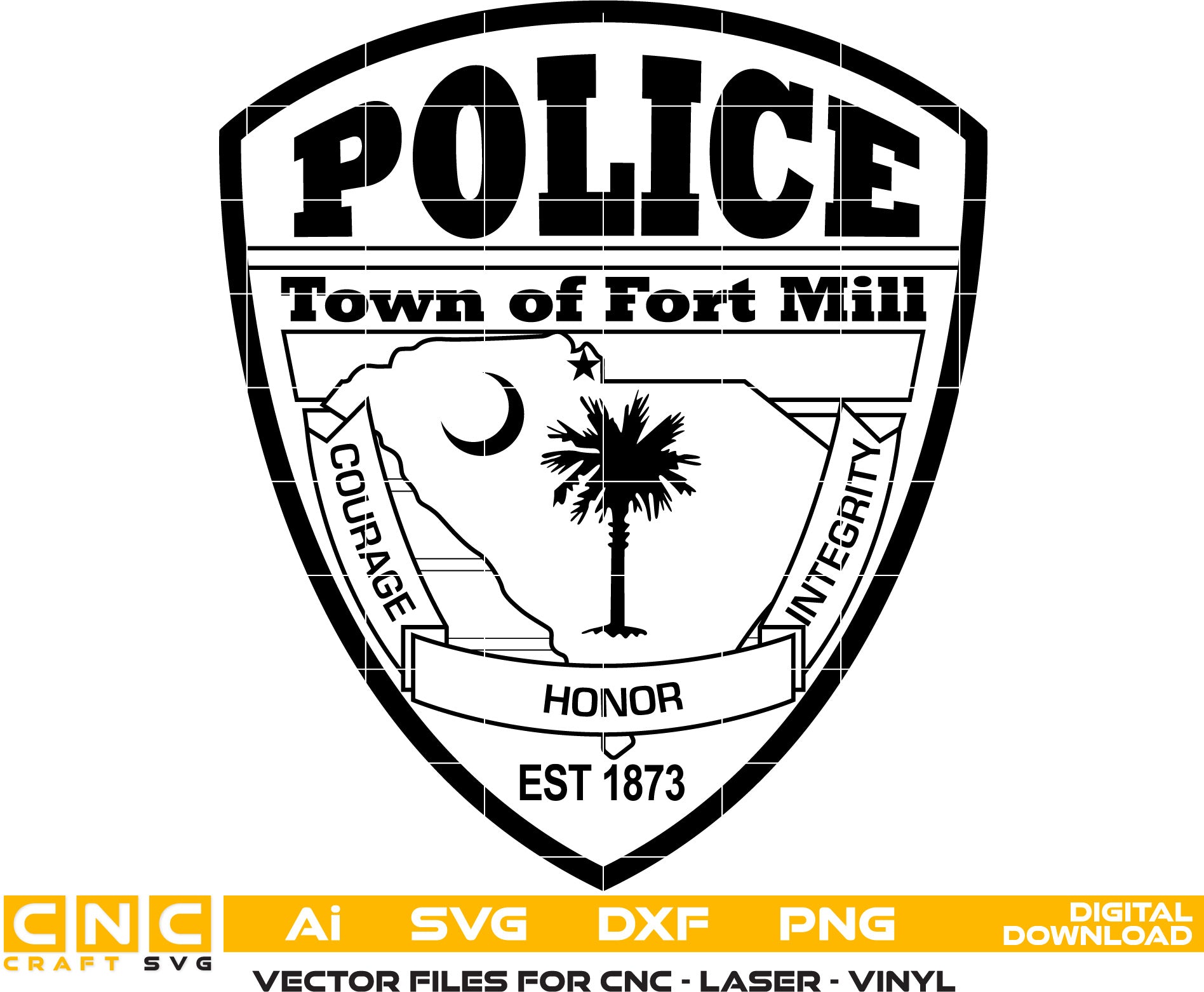 Town of Fort Mill Police Badge Vector art Svg, Dxf, Jpg, Png, and Ai f