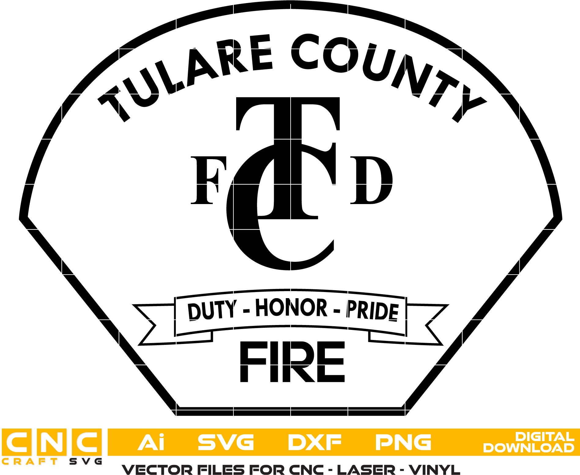Tulare County Fire Dept. Badge Vector art Svg, Dxf, Jpg, Png, and Ai f