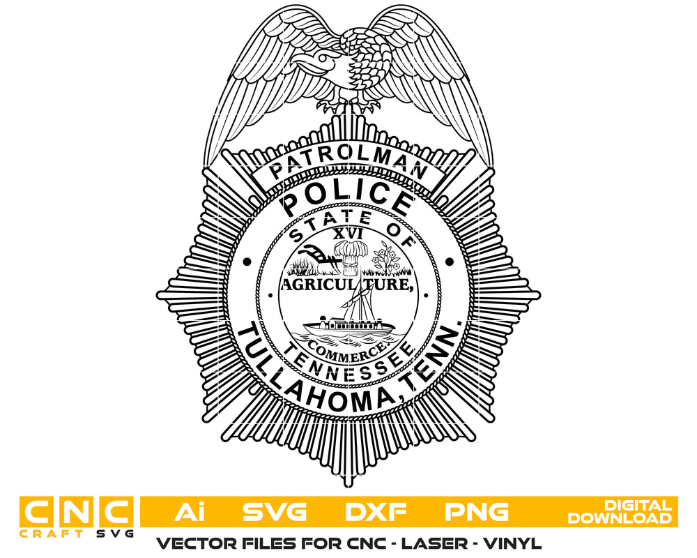 Tullahoma Tennessee Police Officer Badge SVG