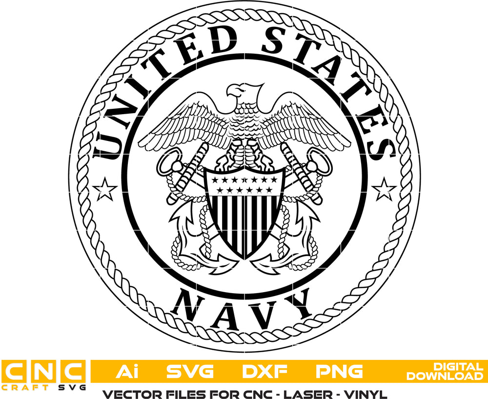 United States Navy Veteran Badge Vector art Svg, Dxf, Jpg, Png and Ai