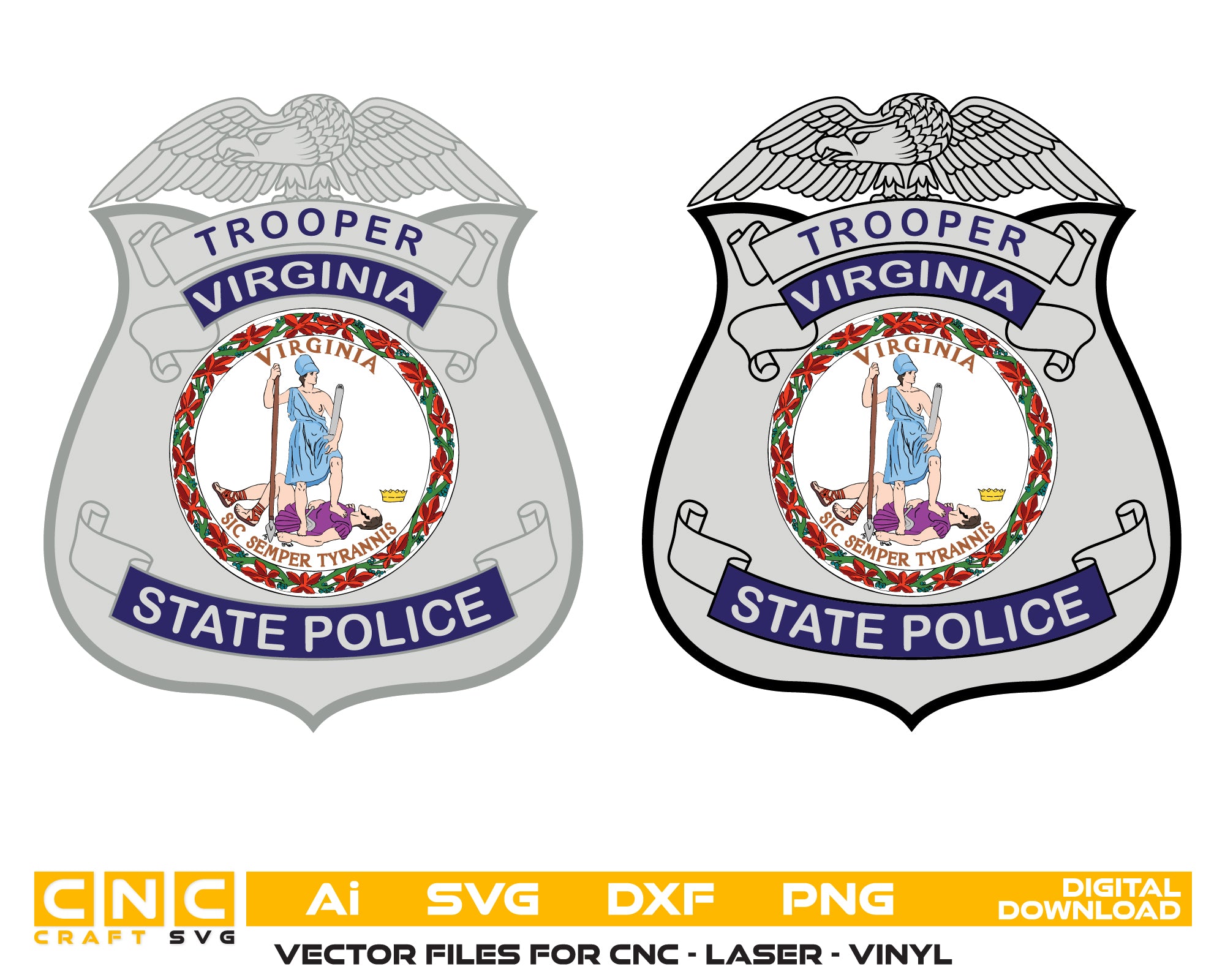 Virginia State Police Badge Police Key Chain State Of Virginia Trooper