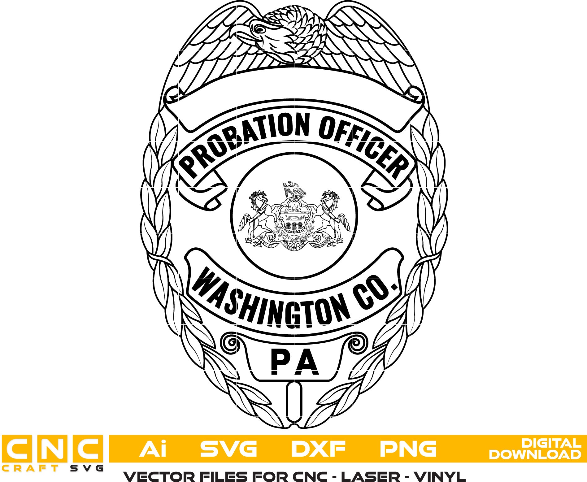 Washington Co. Probation Officer Badge Vector art Svg, Dxf, Jpg, Png,