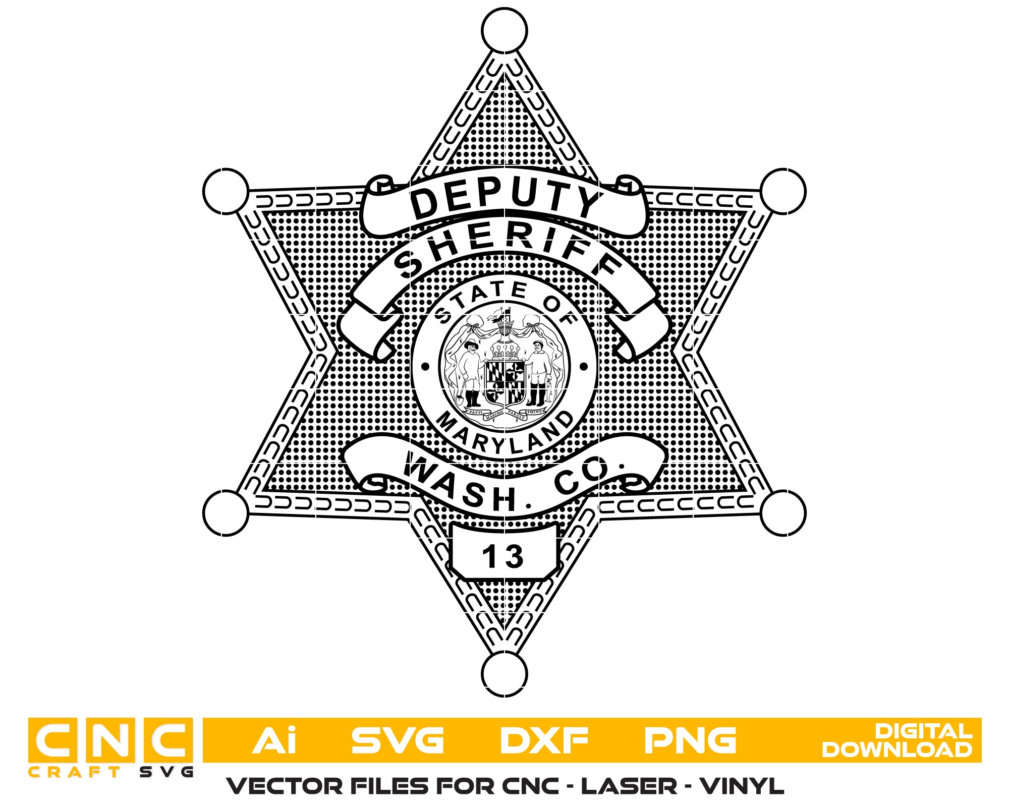 Washington County Deputy Sheriff Badge SVG – Law Enforcement Vector Fi