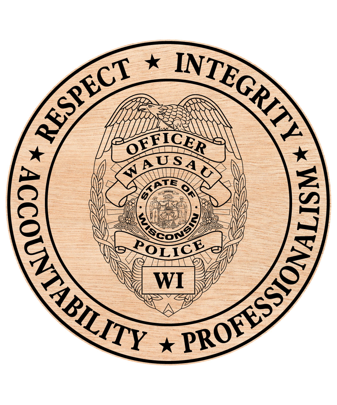 Wausau Police Department Badge SVG, Wisconsin Law Enforcement Badge Ve