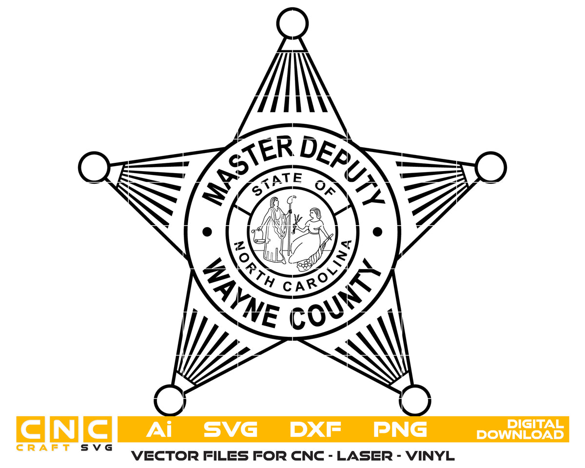 Wayne County Master Deputy Badge Vector Art, Ai,SVG, DXF, PNG, Digital