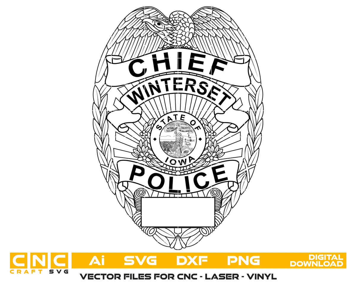 Winterset Police Chief Badge vector art