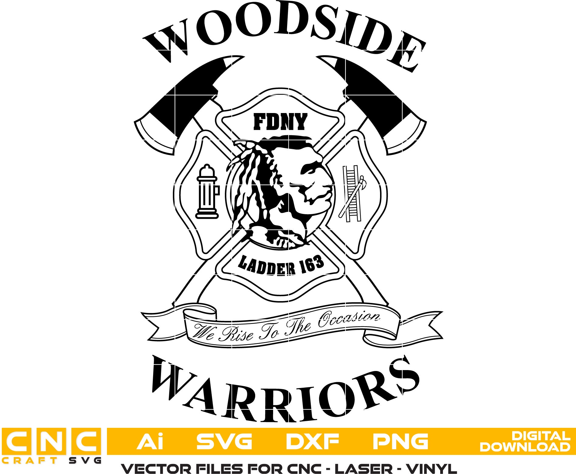 Woodside Warriors Fire Dept Badge Vector art Svg, Dxf, Jpg, Png, and A