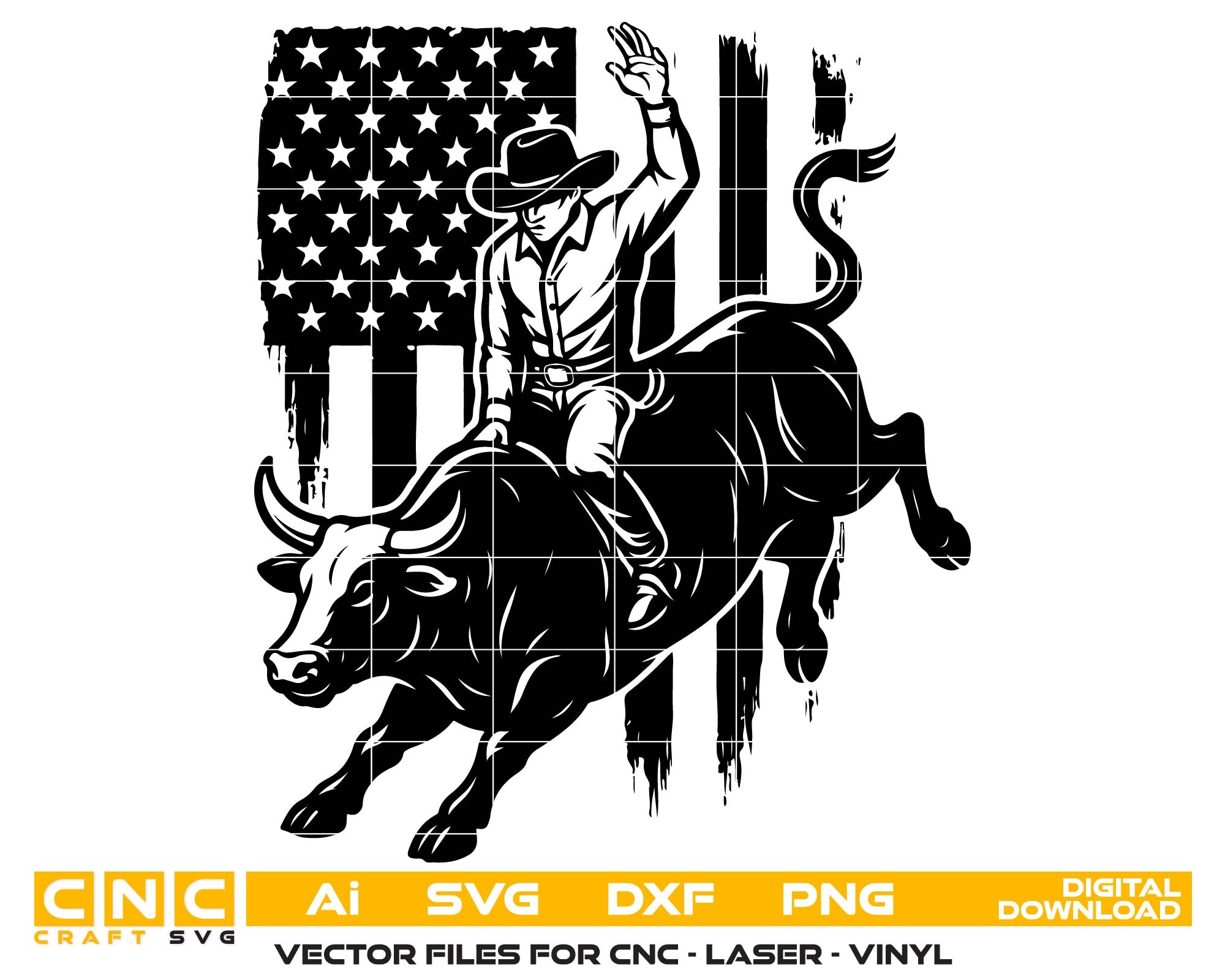 Bull Rider & Usa flag Svg