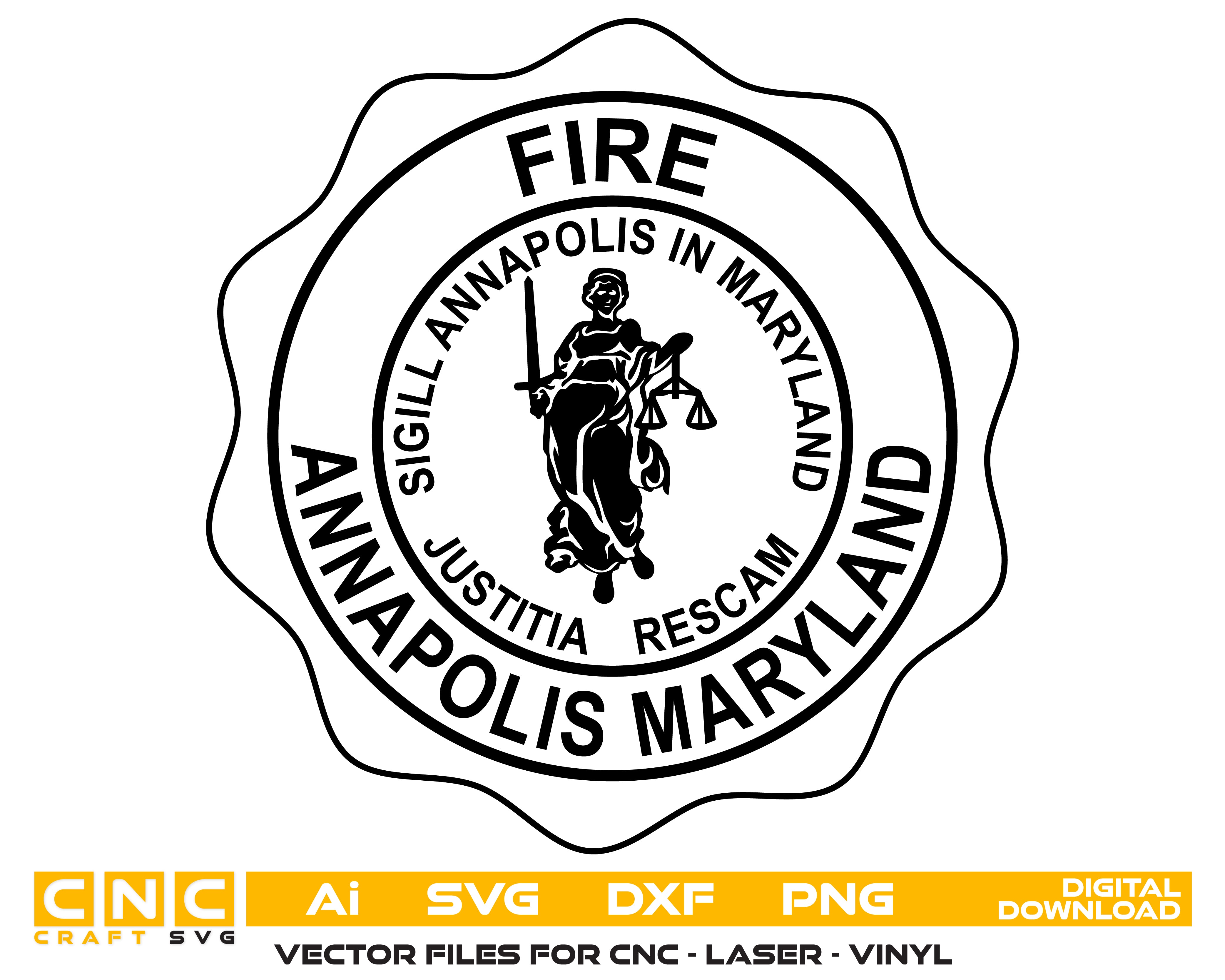 Annapolis Fire Department Patch SVG, Maryland Firefighter Vector