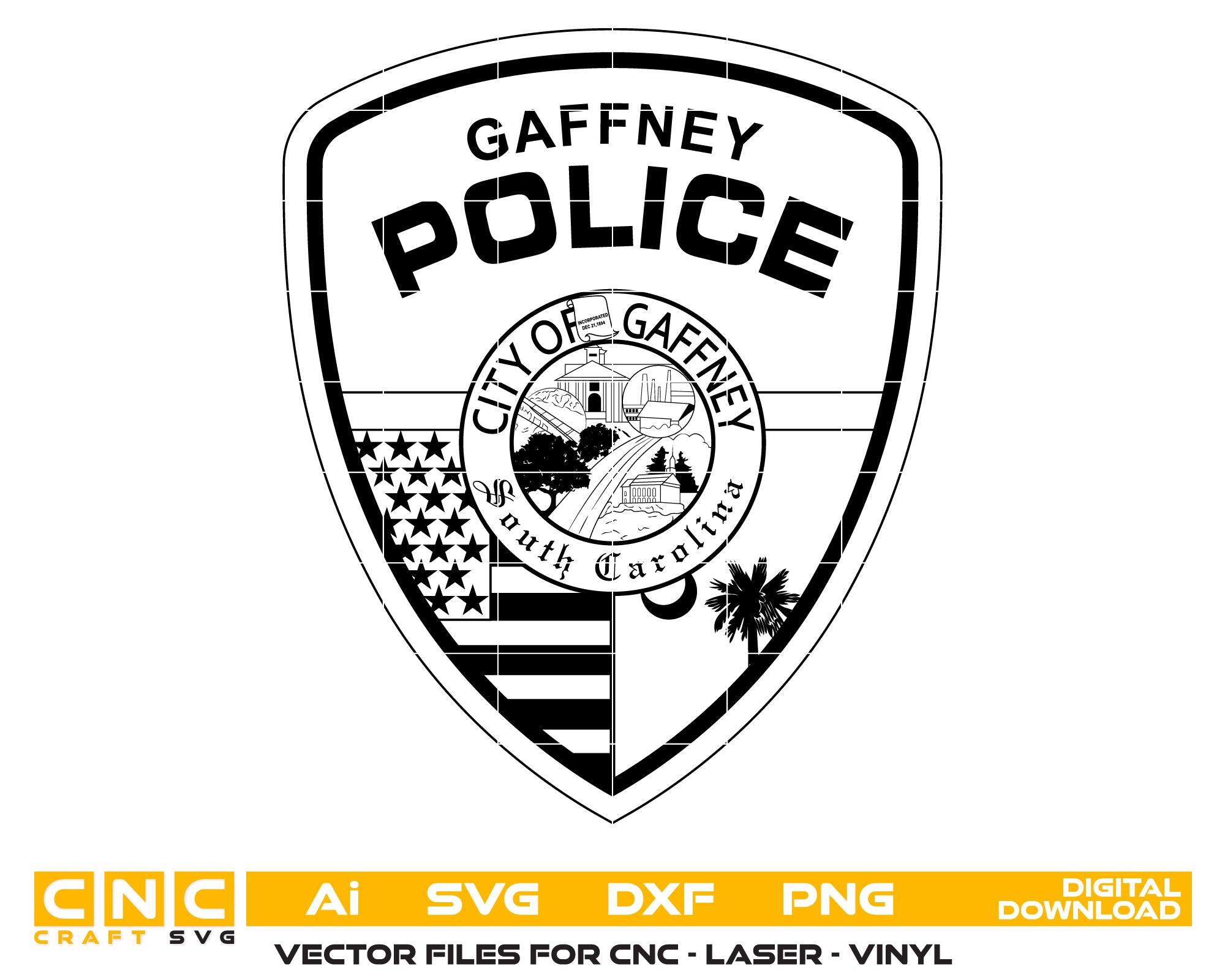 Gaffney Police Department Patch SVG – Law Enforcement Emblem