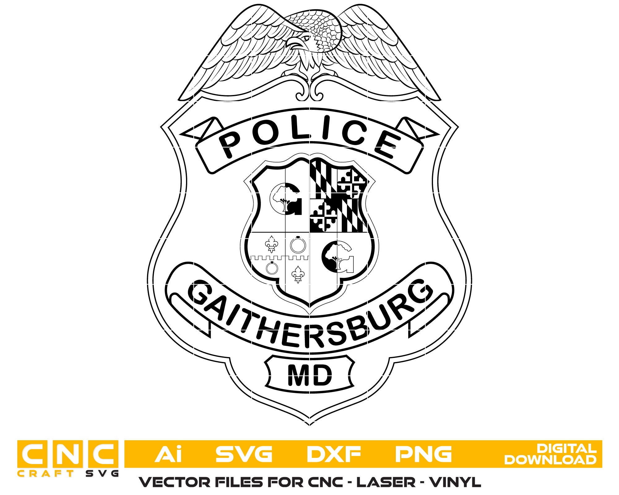 Gaithersburg Police Department Badge SVG – Law Enforcement Emblem